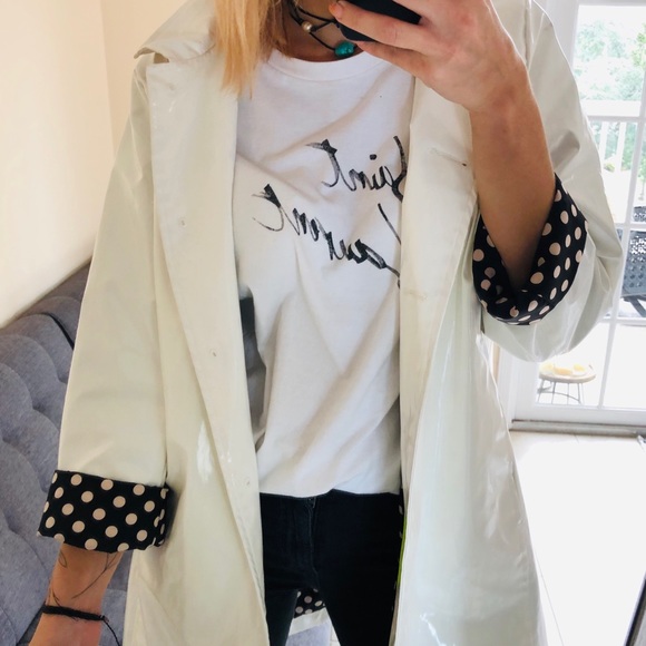 Jane Post | Jackets & Coats | Jane Post White Polka Dot Raincoat 25 ...